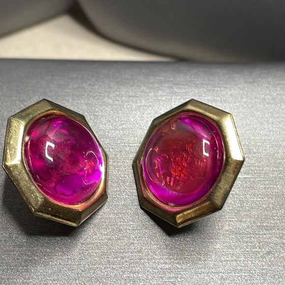 Estate | Jewelry | Vintage Gold Tone Octagon High Dome Pink Cab Acrylic ...